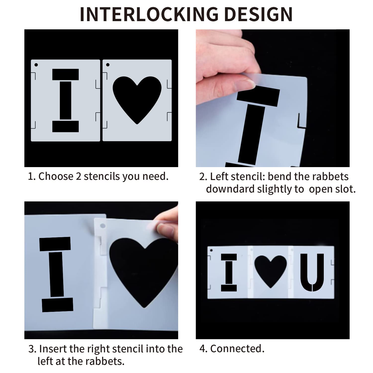 1 Inch Letter Stencils Symbol Numbers Stencil, 68 Pcs Reusable Alphabet Art Craft Templates Interlocking Stencils Kit for Painting on Wood, Wall, Glass, Fabric, Rock, Canvas, Chalkboard, Sign(1Inch)
