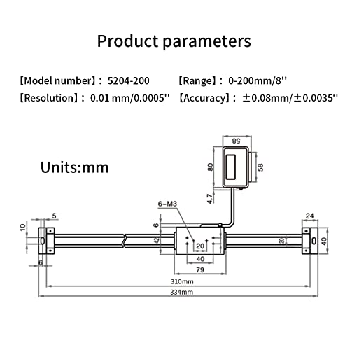 0-200mm/8''Digital Readout Linear Scale, Accurate Digital Remote LCD,for Milling Machine Lathes