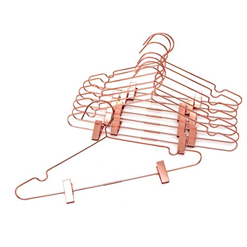 10Pack Koobay 17" Metal Hook Wire Rose Gold Copper Hangers with Clips Clothes Stroage Coat Hangers
