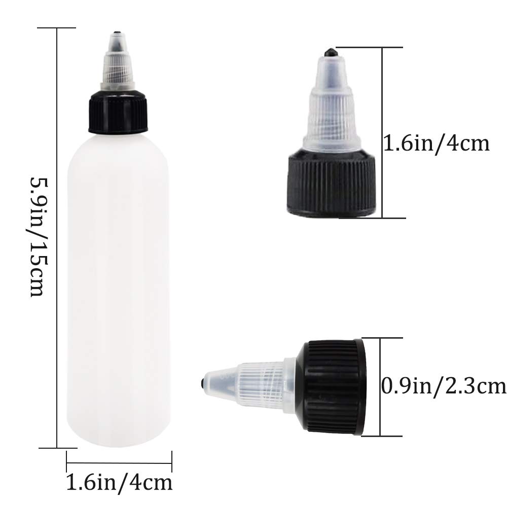 20 Pcs Plastic Squeeze Bottles,4oz/120ml Dispensing Bottles,Boston Round LDPE Bottles with Twist Top Cap,Condiment Squeeze Bottles for Crafts,Kitchen,Household