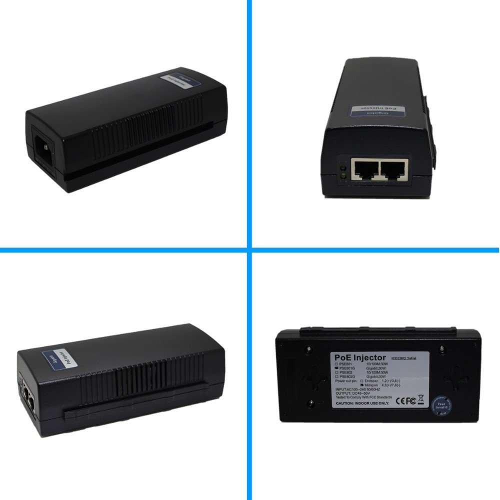 1-Port PoE Injector/Switch 48V 0.65A 30W for IP Camera Networking