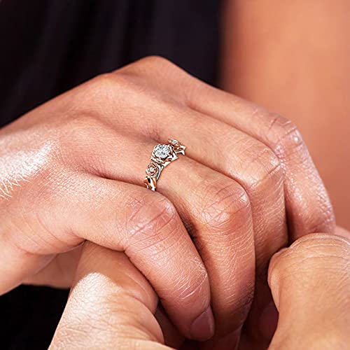 1 1/2 CT Round Shape White Cubic Zirconia Three Flower Two Tone Wedding Engagement Ring in 14K White Gold Plated 925 Sterling Silver (1.50 Cttw) Ring Size - 9.5