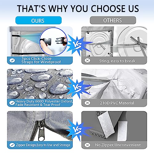 1 Pack Washing Machine Cover Washer and Dryer Cover Waterproof Dustproof with Smooth Zipper and Velcro for Front-Loading Machine Indoor Outdoor - W27*D33*H39in