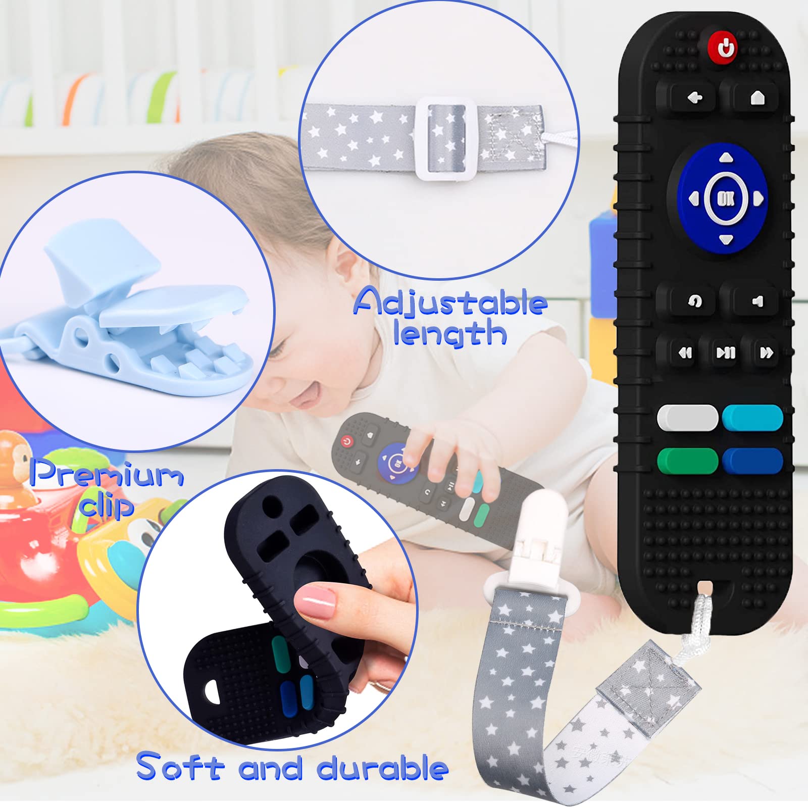 1 Pack Baby Teething Toys Remote Shape Teether Toy Soft Silicone Baby Teething Chew Toy for Babies Soft-Textured Teether, Baby Chew Toys Sensory Toys (1 Rmote)