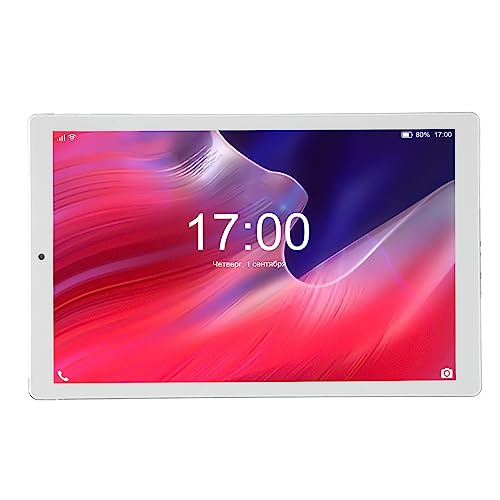 10 Inch Tablet, 100-240V 3 and 64G Memory HD Tablet Dual Speakers Silver for Travel for Daily (US Plug)