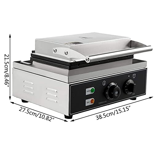 110V 1500W Commercial Waffle Maker 10Pcs Nonstick Electric Waffle Machine Temperature and Time Control Stainless Steel Rectangle Waffle Maker Waffle Iron for Bakeries Snack Bar Family Restaurant