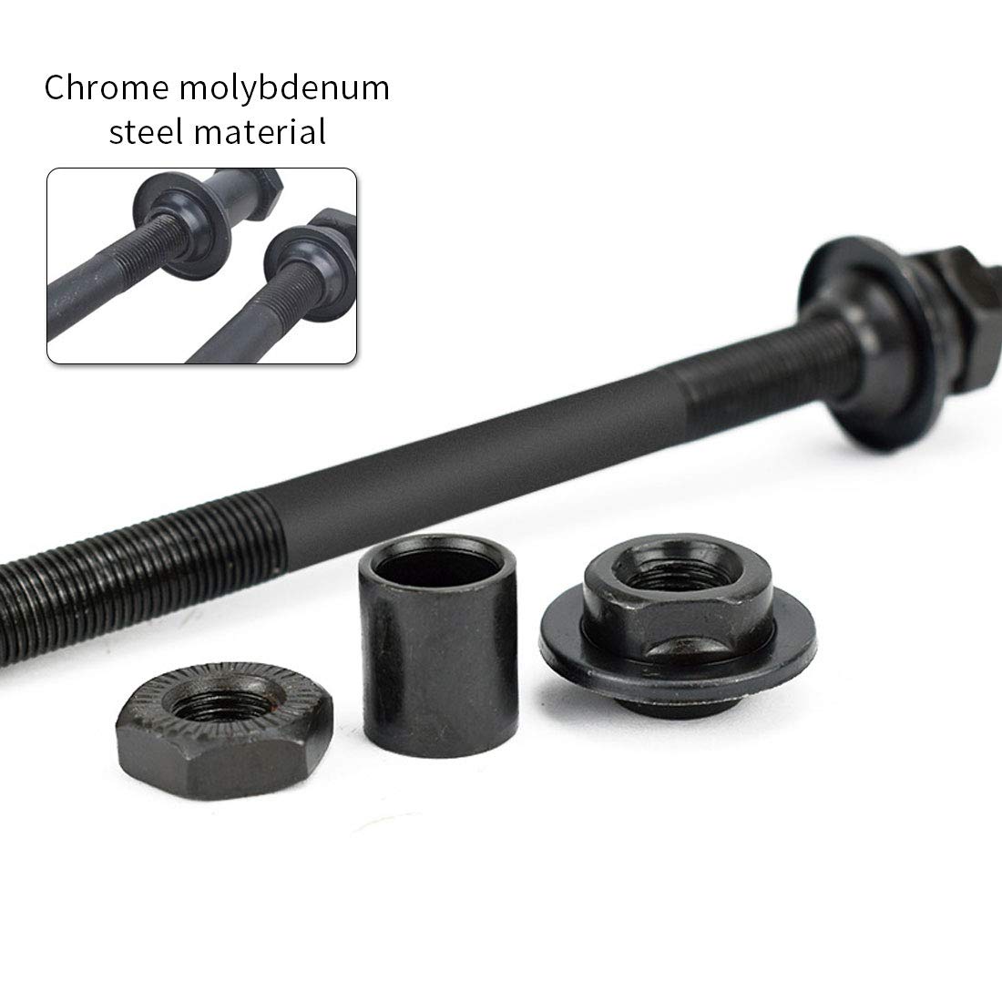 1 Pair Durable Steel Axles Hollow MTB Quick Release Shaft Hollow Hub Shaft Front and Rear Axle for Mountain MTB Bike(Black)