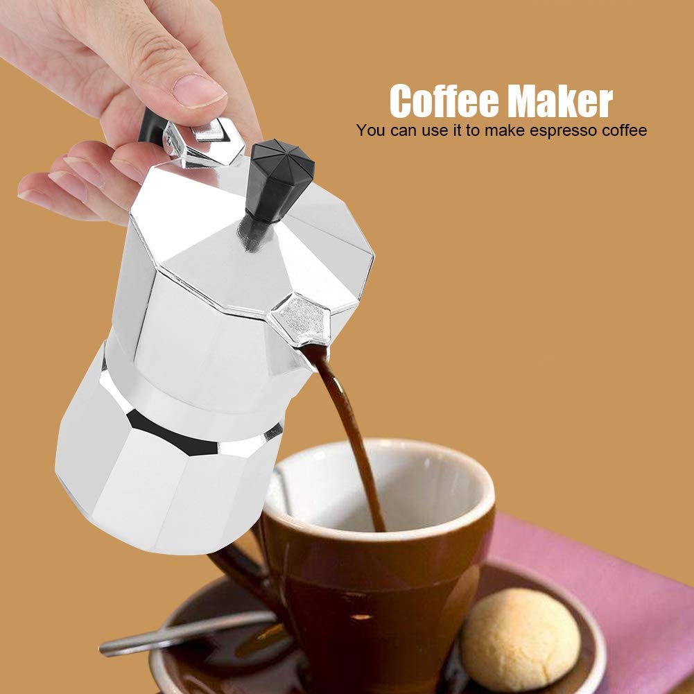 1 Cup 30ml Aluminum Italian Mocha Pot Coffee Machine for Home Office, Detachable