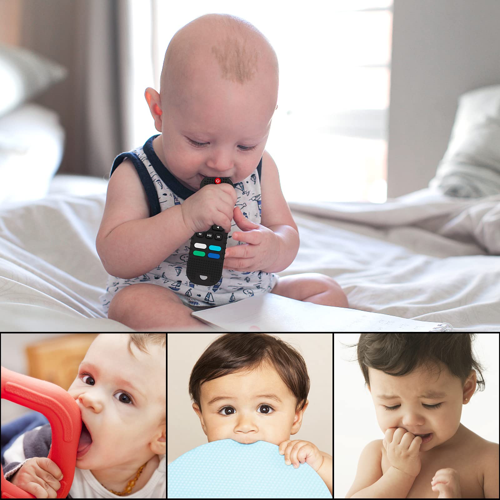 1 Pack Baby Teething Toys Remote Shape Teether Toy Soft Silicone Baby Teething Chew Toy for Babies Soft-Textured Teether, Baby Chew Toys Sensory Toys (1 Rmote)
