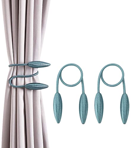 2 Pack Curtain Tiebacks, 2019 New Convenient Drape Tieback, Decorative Rope Holdback Holder for Home Office Decoration (Blue Ashes)