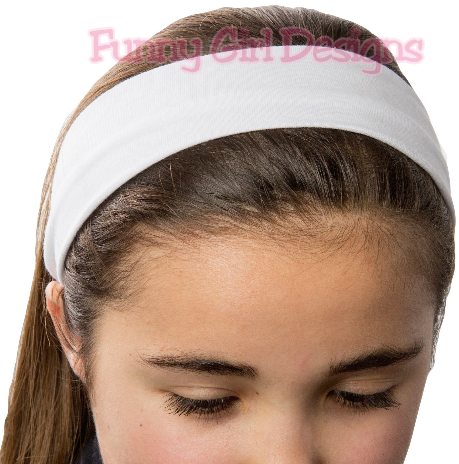 1 DOZEN 2 Inch Wide Cotton Stretch Headbands (Official Funny Girl White)