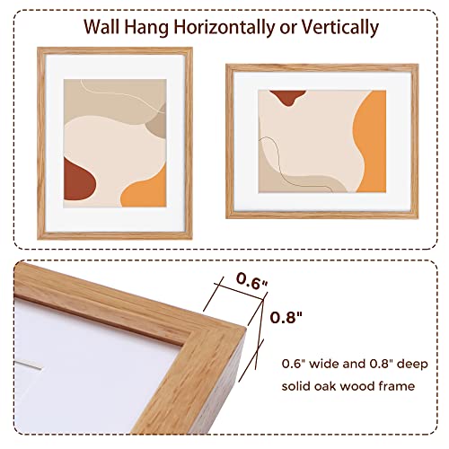 11x14 Picture Frame, 11 x 14 Solid Oak Wood Picture Frame with Real Glass, 11"x14" Wood Frames for Wall Display 8x10 Picture with Mat or 11x14 Picture without Mat, 11x14 Poster frame Art Frame