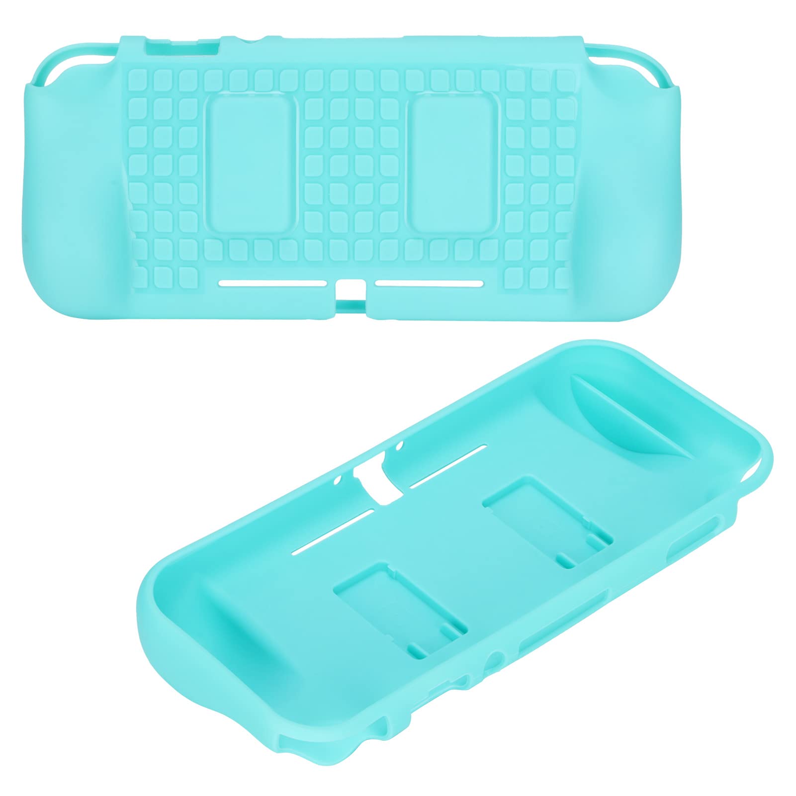 01 02 015 TPU Protective Case, Half Packed Protective Shell Case Elastic 2 Game Card Slots Ergonomics for Switch Lite(Turquoise)