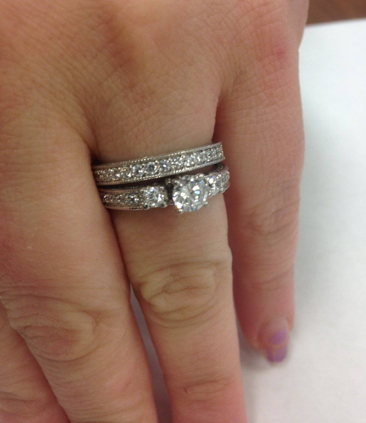 1 1/4Ct Vintage Diamond Engagement Wedding Ring Set 14K White Gold - Size 5