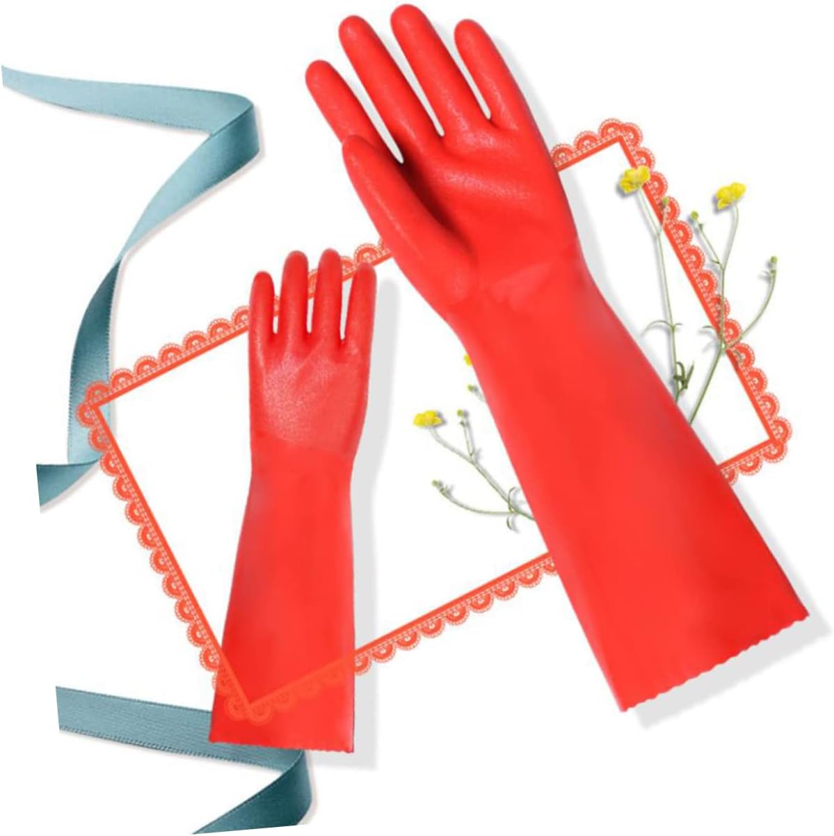 1 Pair gloves for cleaning latex gloves kitchen cleaning gloves housework gloves non-slip gloves thicken