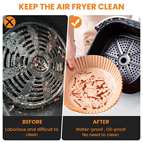 100 PCS Air Fryer Disposable Paper Liners, Maiqufa® Oil-Proof Water-Proof Parchment Round Paper Liners, for Baking Cooking Grilling Frying and Roasting Microwave(6.3in)