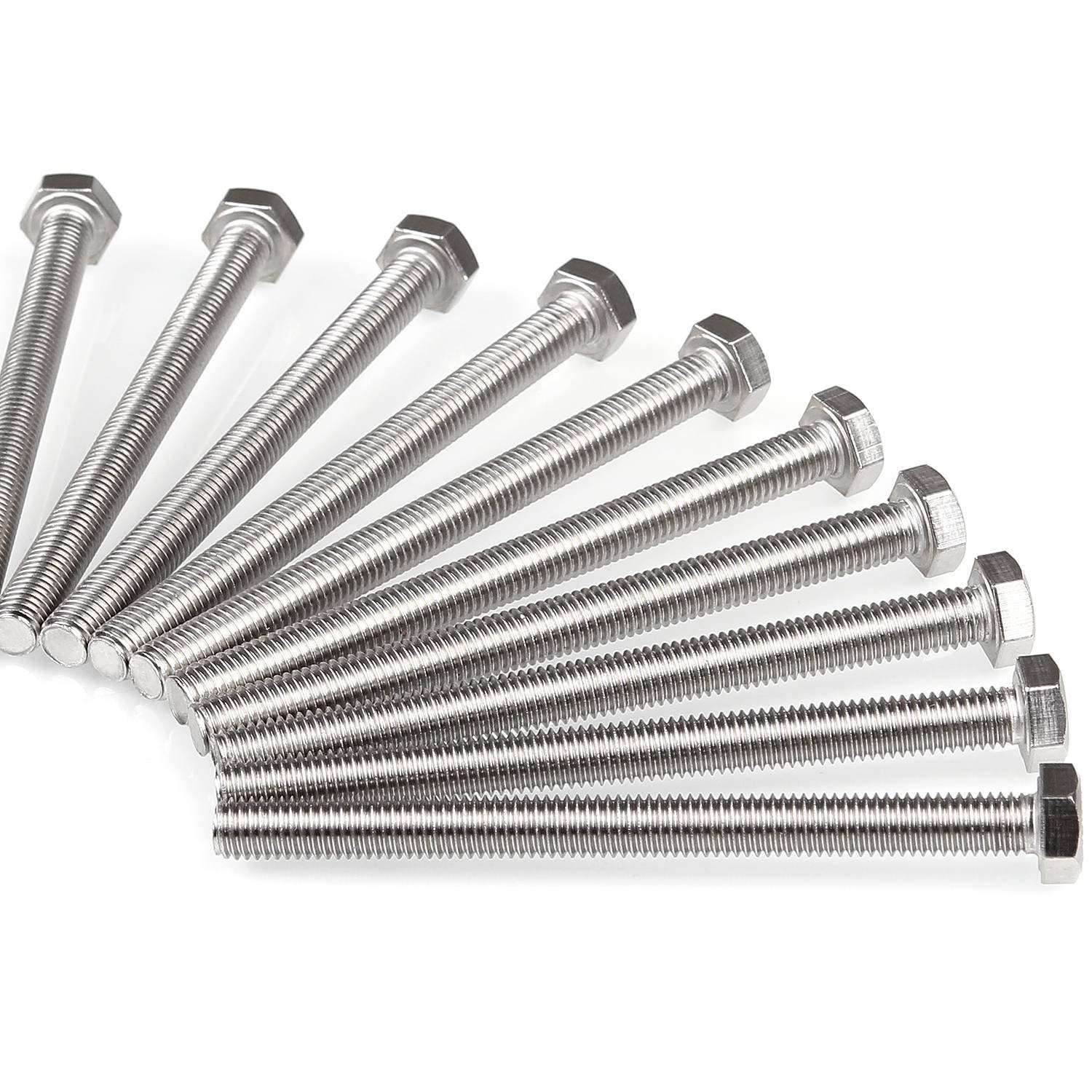 10PCS M8 Hex Bolt, Stainless Steel M8-1.25 x 100mm Hex Head Screw Bolts, A2-70(304) Fully Threaded Hex Tap Bolts