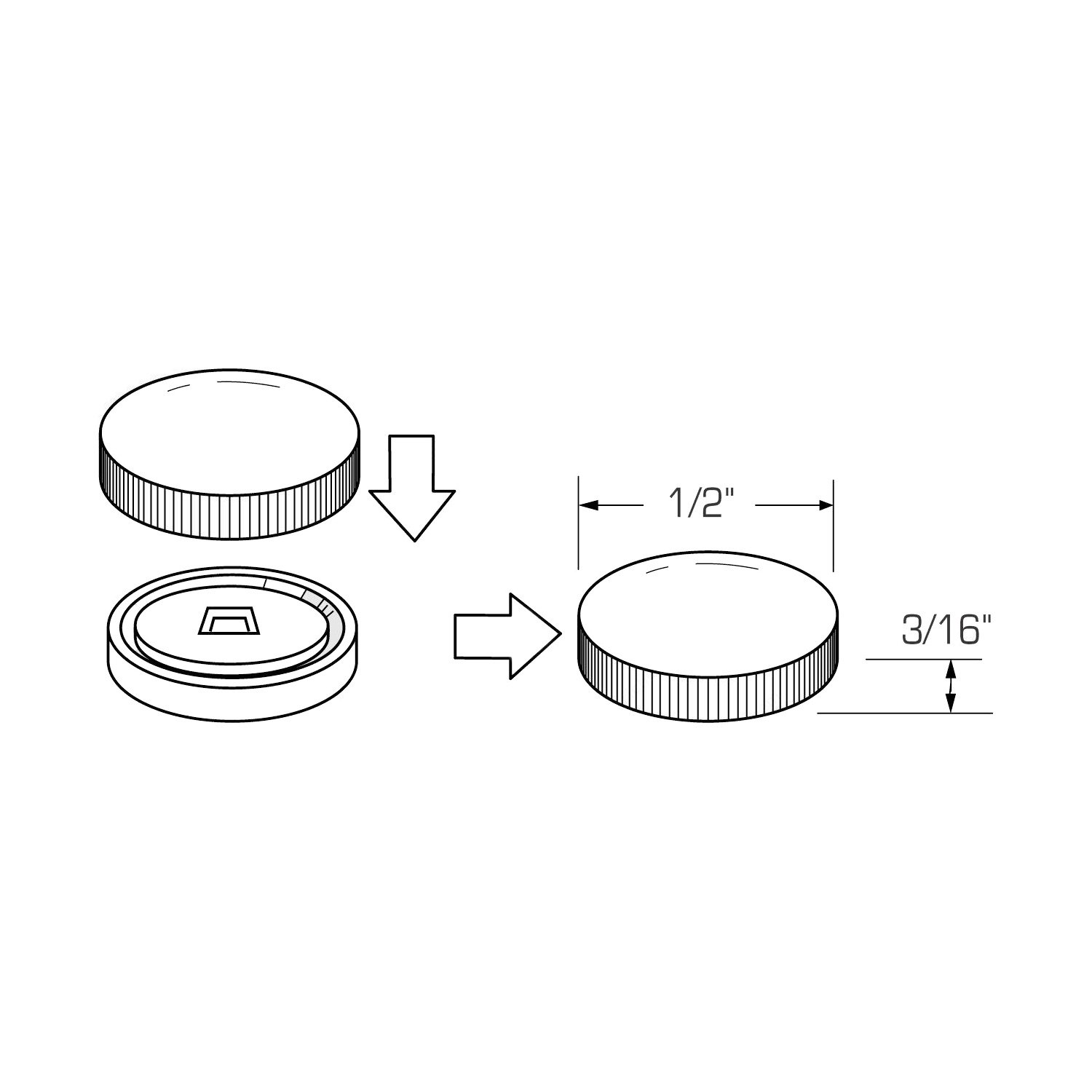 10 Pack Rok Hardware Metal Countersunk Snap On Screw Cover Cap 15/32" (12 mm) for Size #6 and #8