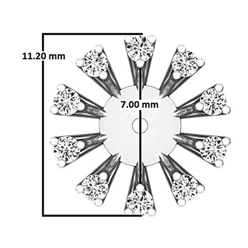 0.15 Carat (ctw) Round Diamond Removable Jackets For Stud Earring (Only 1pc), 14K White Gold