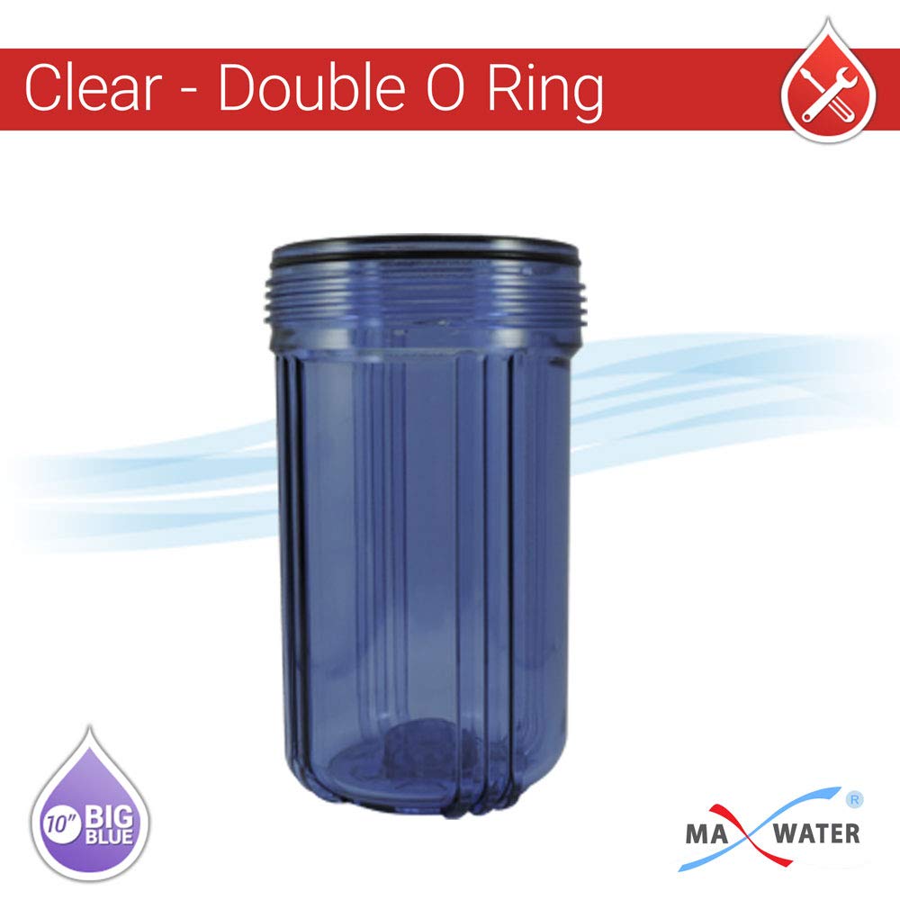 1 Pack 10" BB Clear Whole House Water System Filter Housing 1" NPT Brass Ports w/Pressure Release, Pressure Gauge, Wrench and Bracket