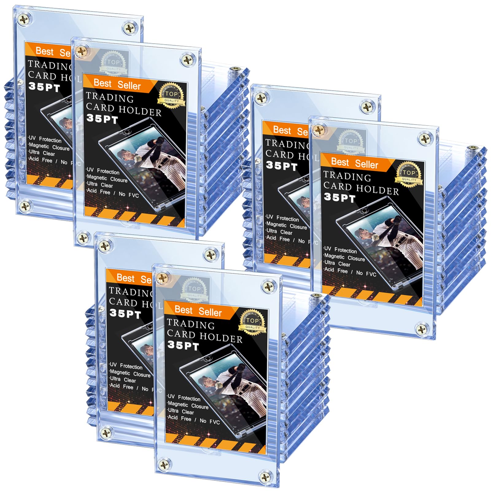 10 Pieces Trading Card Protector, Baseball Card Protector, 35 PT Acrylic Screw Card Holder Clear Display Card Protector for Baseball Football Sports Card Trading Cards Game Card Storage and Display