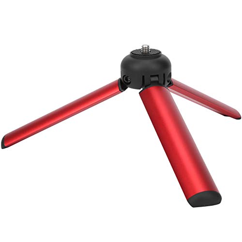 01 Aluminium Alloy Desktop Tripod Action Camera Mini Bracket Accessory with Extension Rods, Sports Cameras, Phones, Mirrorless Cameras and Other Equipment for Pocket 2(Mini Version red)
