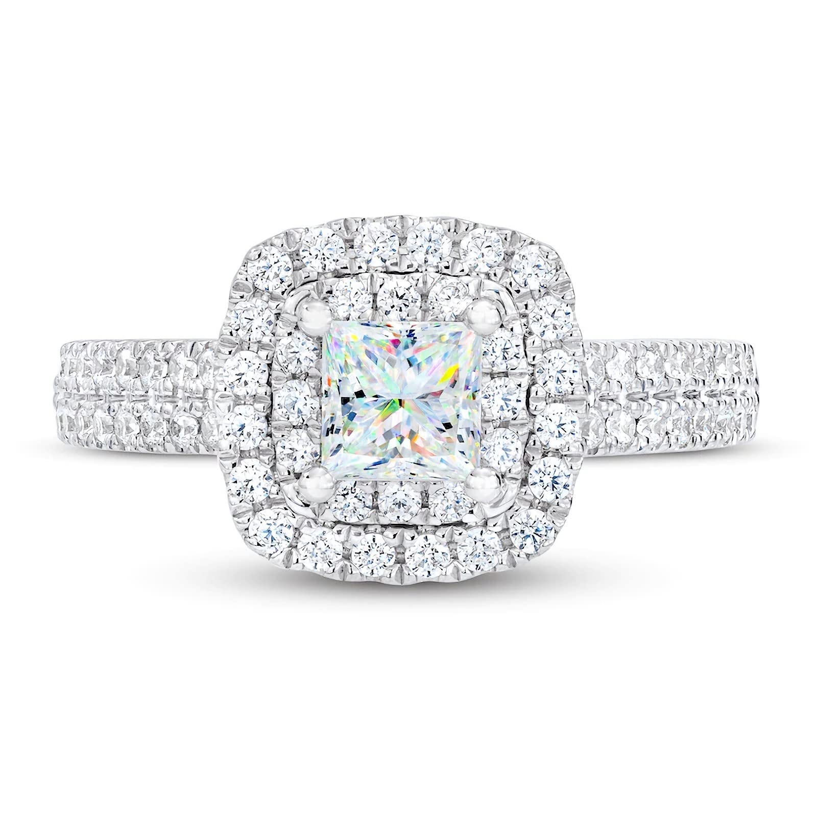 1 Carat Princess Cut Moissanite Engagement Rings for Women Platinum Plated Silver Princess Moissanite Rings -7