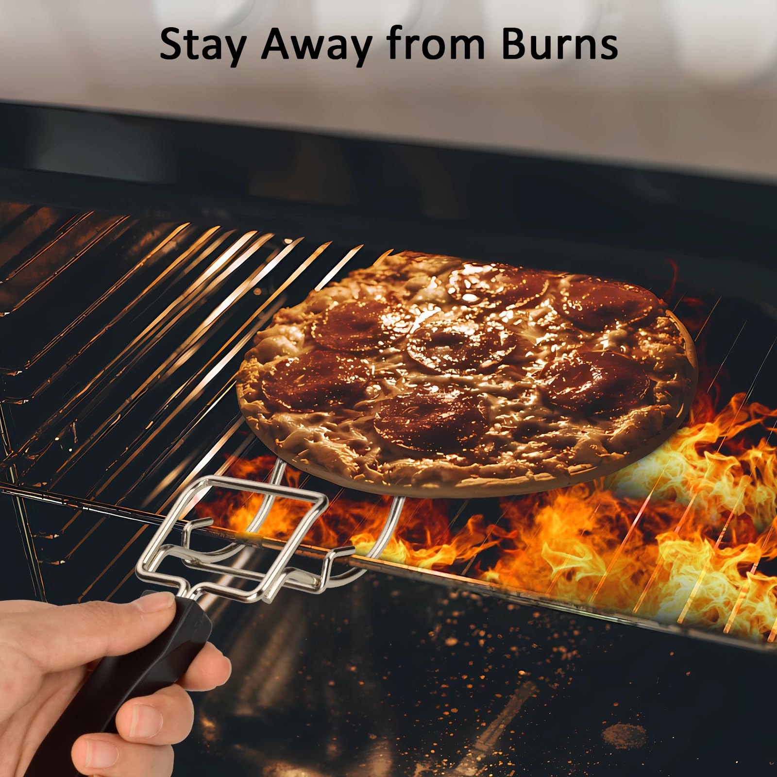 1 Pack Oven Tray Extractor Grills Extractor Oven Rack Push Pull Tool with Heat-Resistant Plastic Handle, Ideal for Lifting Tray/Grills from Oven, Toaster Oven, Air Fryer