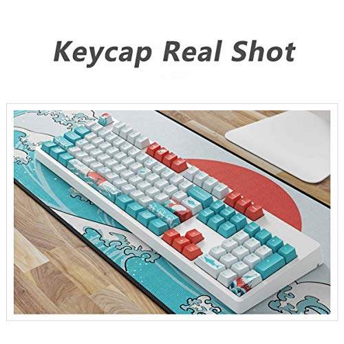 108 Keys Coral Sea Keycap Set OEM Profile PBT 5-Sided Dye-Sublimation Keycaps for 61/87/104 Keys Mechanical Keyboard with Keycaps Puller