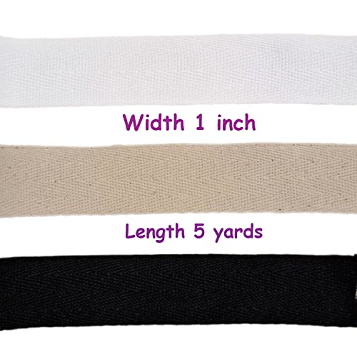 1 inch X 5 Yards Natural Cotton Twill Tape Herringbone Soft Fabric Webbing Strap Ribbon, Bias Binding Tape for Sewing Binding Gift Wrapping DIY Cloth Bag Holders Blanket Edge Sewing Supplies (Beige)