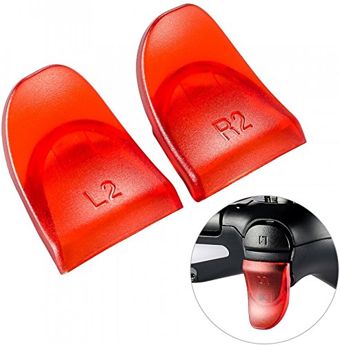 1 Pairs L2 R2 Trigger Extenders Buttons for PlayStation 4 PS4 PS4 Slim Pro JDM-030 Controller (Transparent Red)