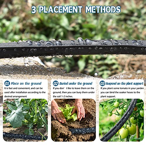 4 Pack Flat Soaker Hose 25FT for Garden Beds, Cloth Soaker Hose for Efficient & Effective Watering of Plants β Garden Soaker Hoses with Heavy Duty & Easy to Install (25ftx4)