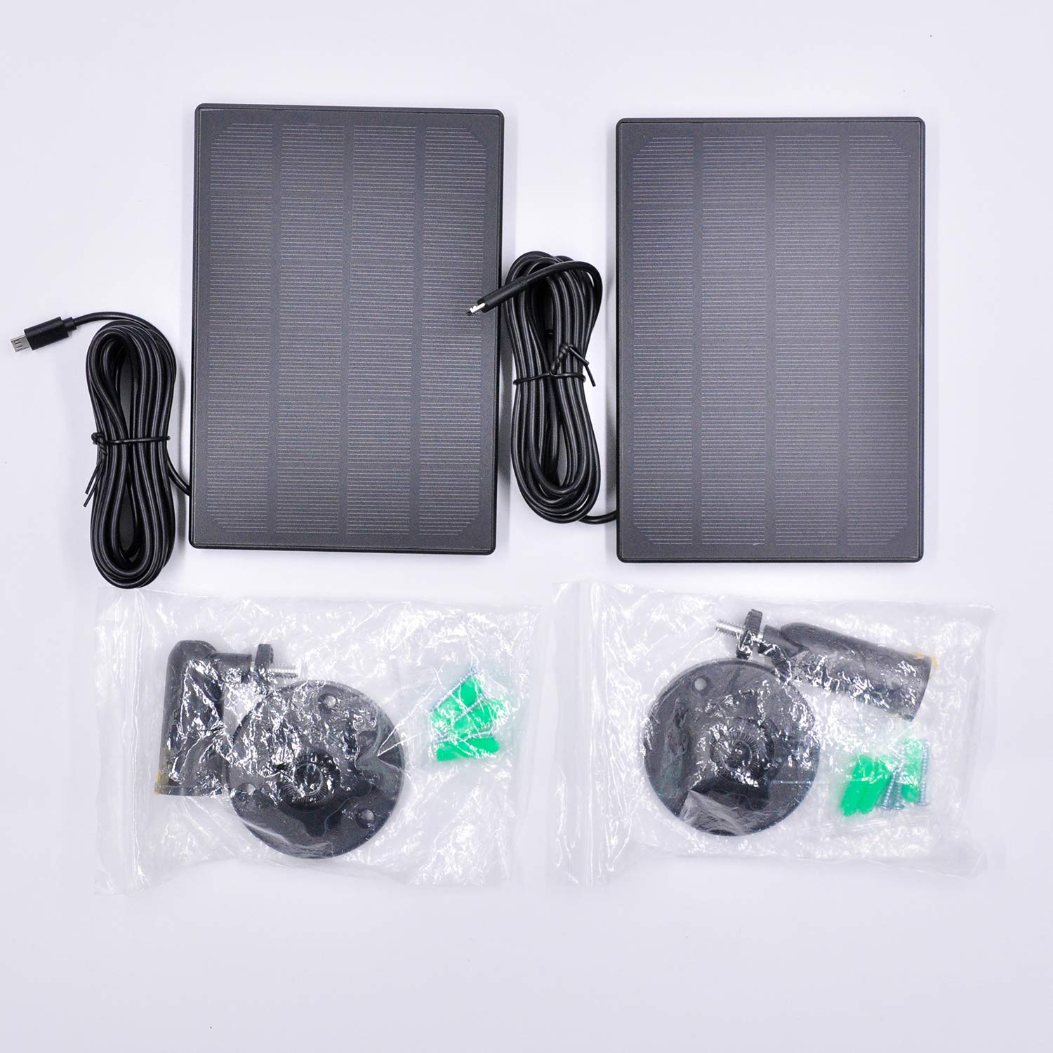 2 Pack Solar Panel for Wireless Outdoor Security Camera,Compatible with DC 5V Rechargeable Battary Powered Surveillance Camera, Continuously Power for Outdoor Security Camera,5V 3.5W Micro USB Port