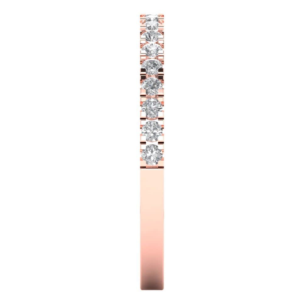 0.57 ct Round Cut Clear Simulated Diamond 14k Rose Gold Stackable Wedding Engagement Designer Anniversary Ring Band Sz 9.5