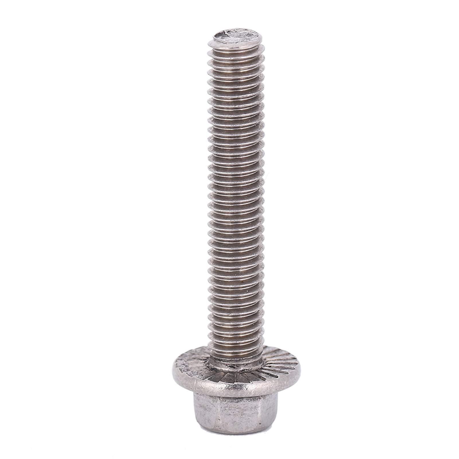 10pcs Flanged Hex Bolts M6 304 Stainless Steel Screws Washer Head Bolts Fastener Passivation Surface Finish Silver (M6 × 35mm)