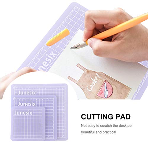 ARTIBETTER 3pcs PVC Cutting Mat Translucent Grip Fabric Quilting Cut Mat Durable Non Slip Square Cutting Mat Pad for Scrapbooking Sewing 6x6cm 8x8cm 10x10cm