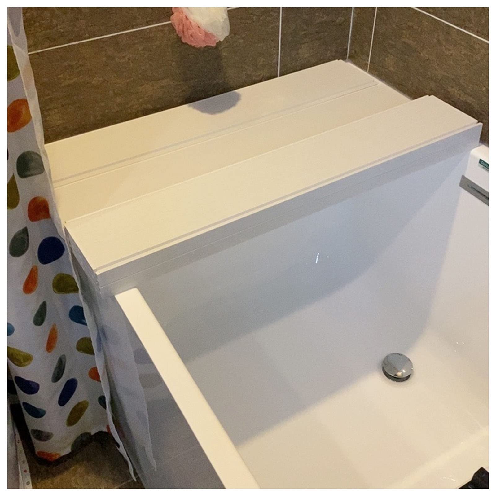 1.2cm Foldable Bathtub Tray Bathtub Cover, Dustproof Board Bathtub Insulation Cover, Waterproof Bathtub Shutter Bath Lid for Home Spa Bath Tray (Color : White, Size : 80x150x1.2cm)