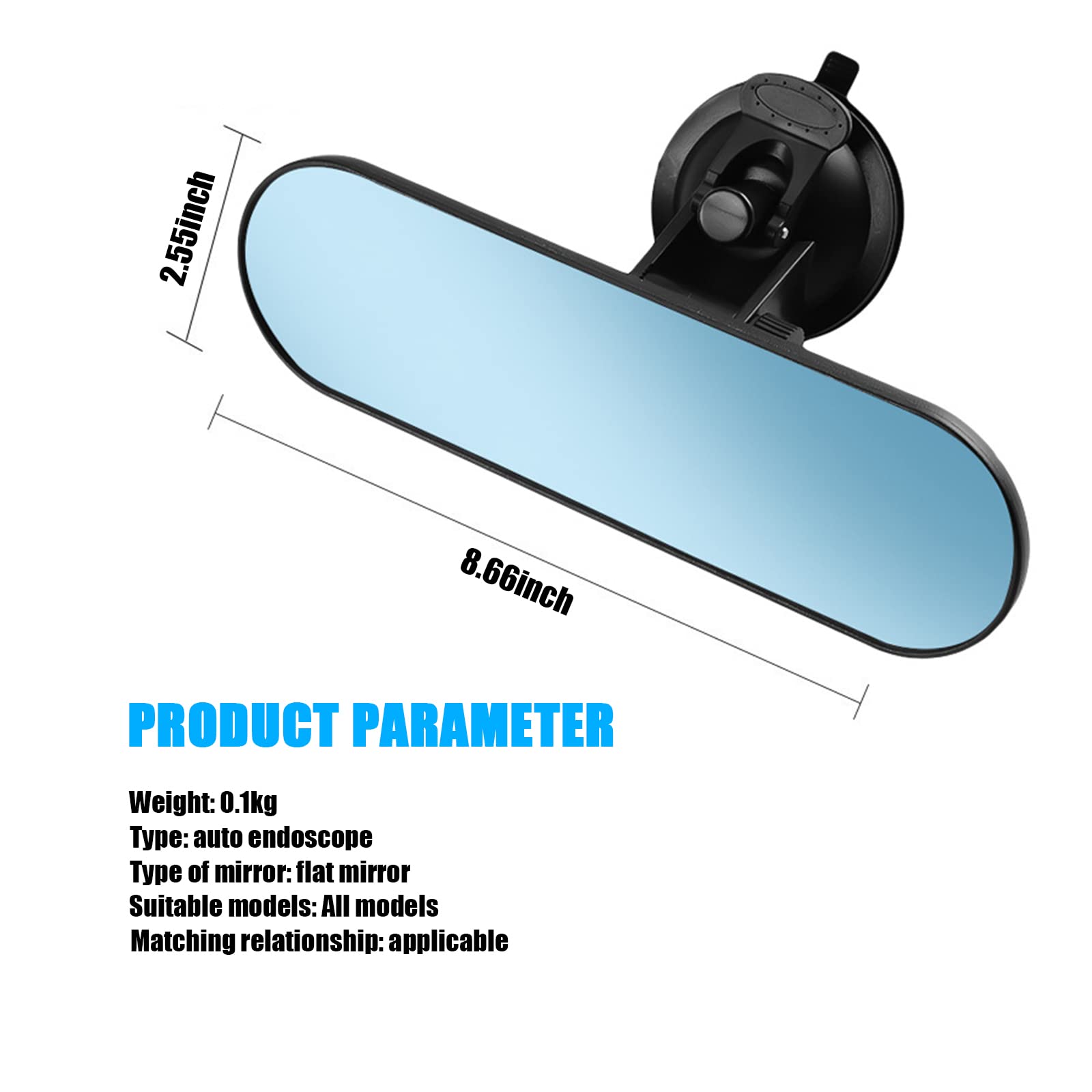 1 PC Car Rear View Mirror, Powerful Suction Cup Car Interior Mirror, Indoor Auxiliary Mirror, HD Car Rear View Mirror, for Car Marine Auto Boat Truck SUV Van (Blue)