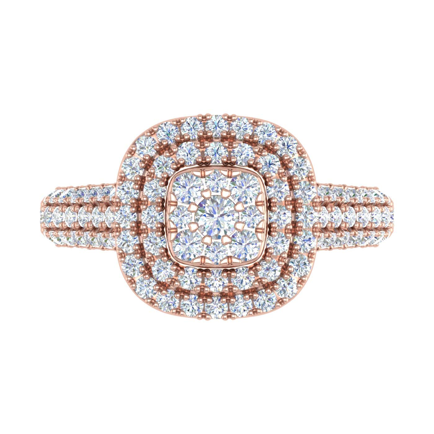 1 Carat Cushion Shape Halo Diamond Engagement Ring in 14K Rose Gold (Ring Size 7)