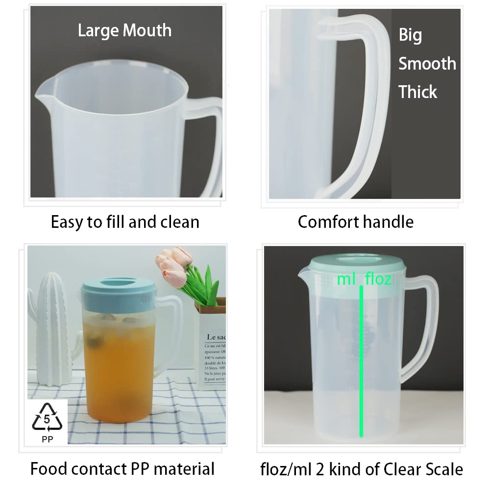 0.66 Gallon/2.5 Litre Plastic Pitcher with Lid BPA-FREE Eco-Friendly Carafes Mix Drinks Water Jug for Hot/Cold Lemonade Juice Beverage Jar Ice Tea Kettle (Navy, 81oz)