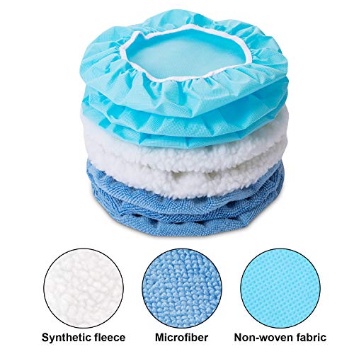 20 Pieces 9 to 10 Inches Buffer Pads Car Polisher Bonnet Orbital Buffer Bonnets Microfiber Bonnet Polishing Bonnet Buffing Pad Cover