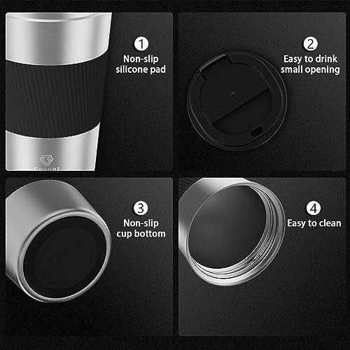 12 oz Stainless Steel Vacuum Insulated Tumbler - Coffee Travel Mug Spill Proof with Lid - Thermos Cup for Keep Hot/Ice Coffee,Tea and Beer