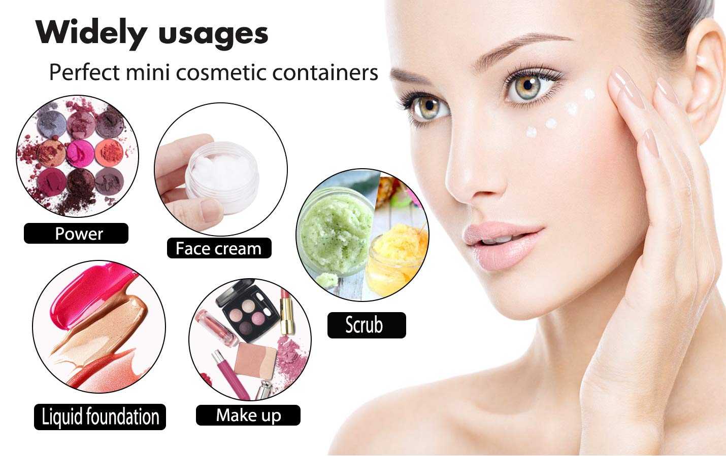 10 Gram Sample Containers with Lids, 10ML Sample Jars, 40 PCS Small Cosmetic Sample Containers for Makeup, Lotion, Eye Shadow, Liquids, Powder, Lip Balms