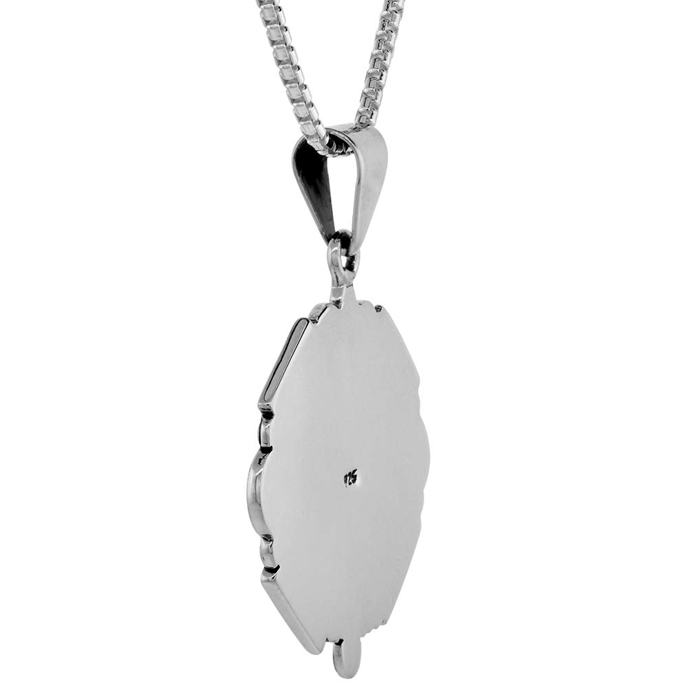 1 3/4 inch Sterling Silver Aztec Calendar Pendant for Men and Women Handmade Oxidized finish