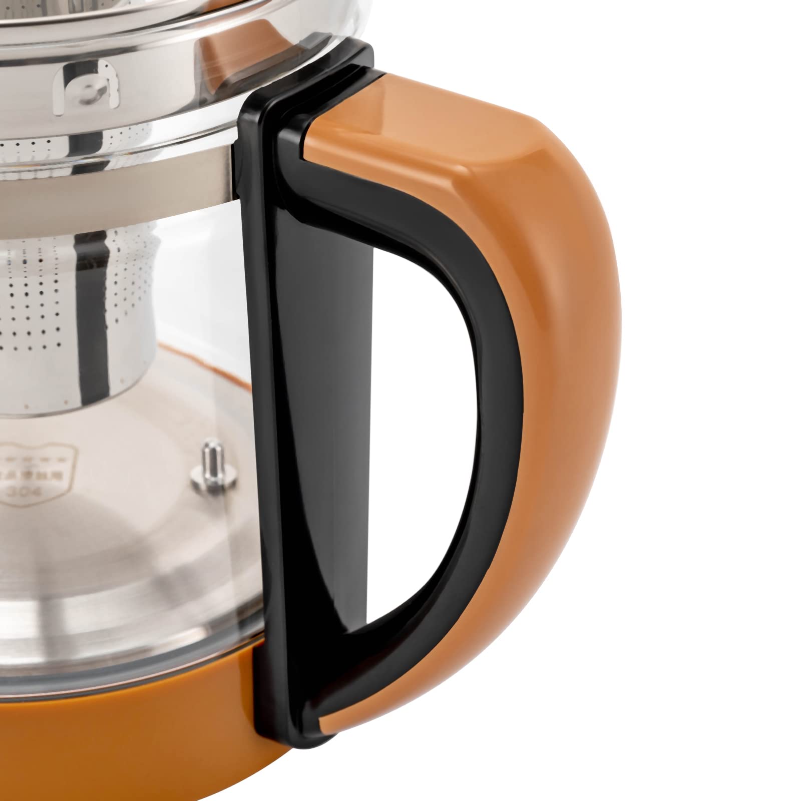 1.8L 800W Electric Glass Kettle with Digital Panel Heating Base, 1* Stainless Steel Tea Strainer, 1* Steamed Eggs Holder, 12 Common Tea Brewing Modes, Clear, Brown