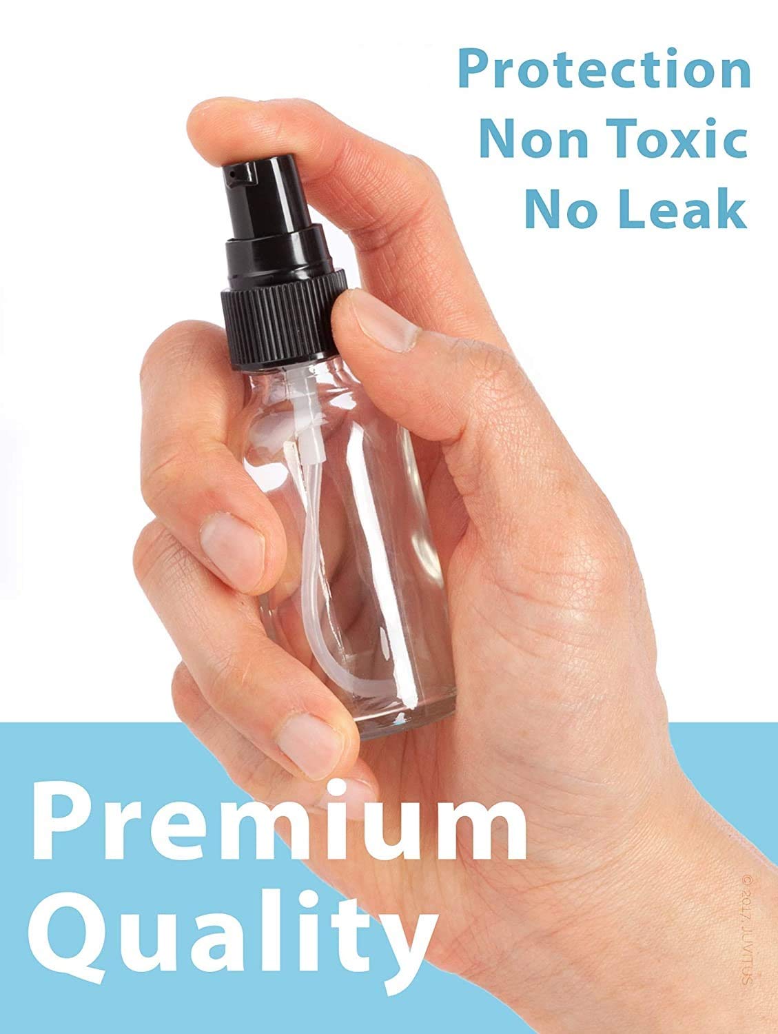 1 oz / 30 ml Clear Glass Boston Round Bottle with Black Treatment Pump + Funnel (24 Pack)