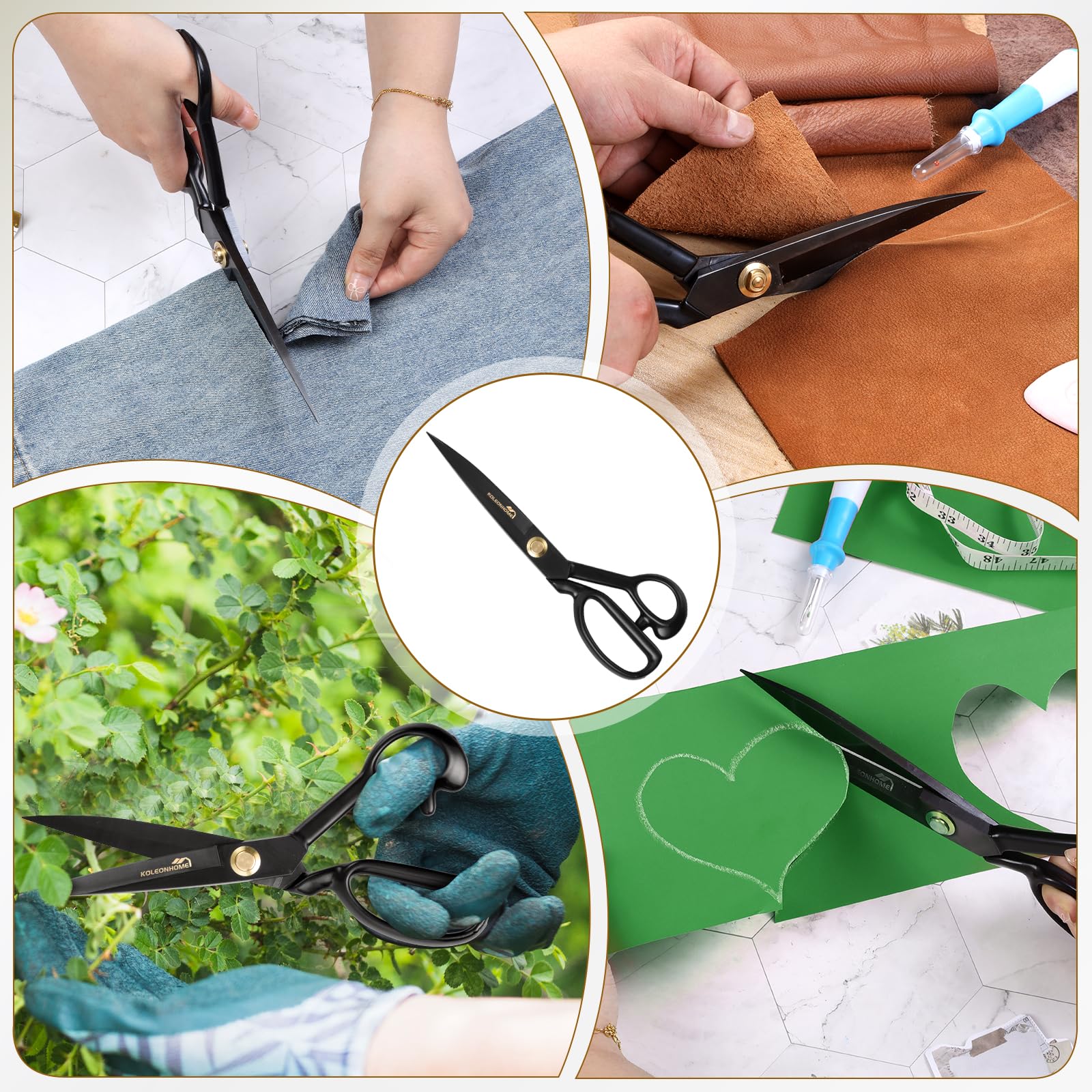 10 Inch Fabric Scissors, KOLEONHOME, Heady Duty Tailor Scissors, Multipurpose Sharp Sewing Scissors, Cloth Scissors for Home Office Artists Fabric Cutting