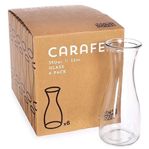 12 oz (350 ml) Glass Carafe Beverage Bottles, 6-pack - Water Pitchers, Wine Decanters, Mixed Drinks, Mimosas, Centerpieces, Arts & Crafts - Restaurant, Catering, Party, & Home Kitchen Supplies