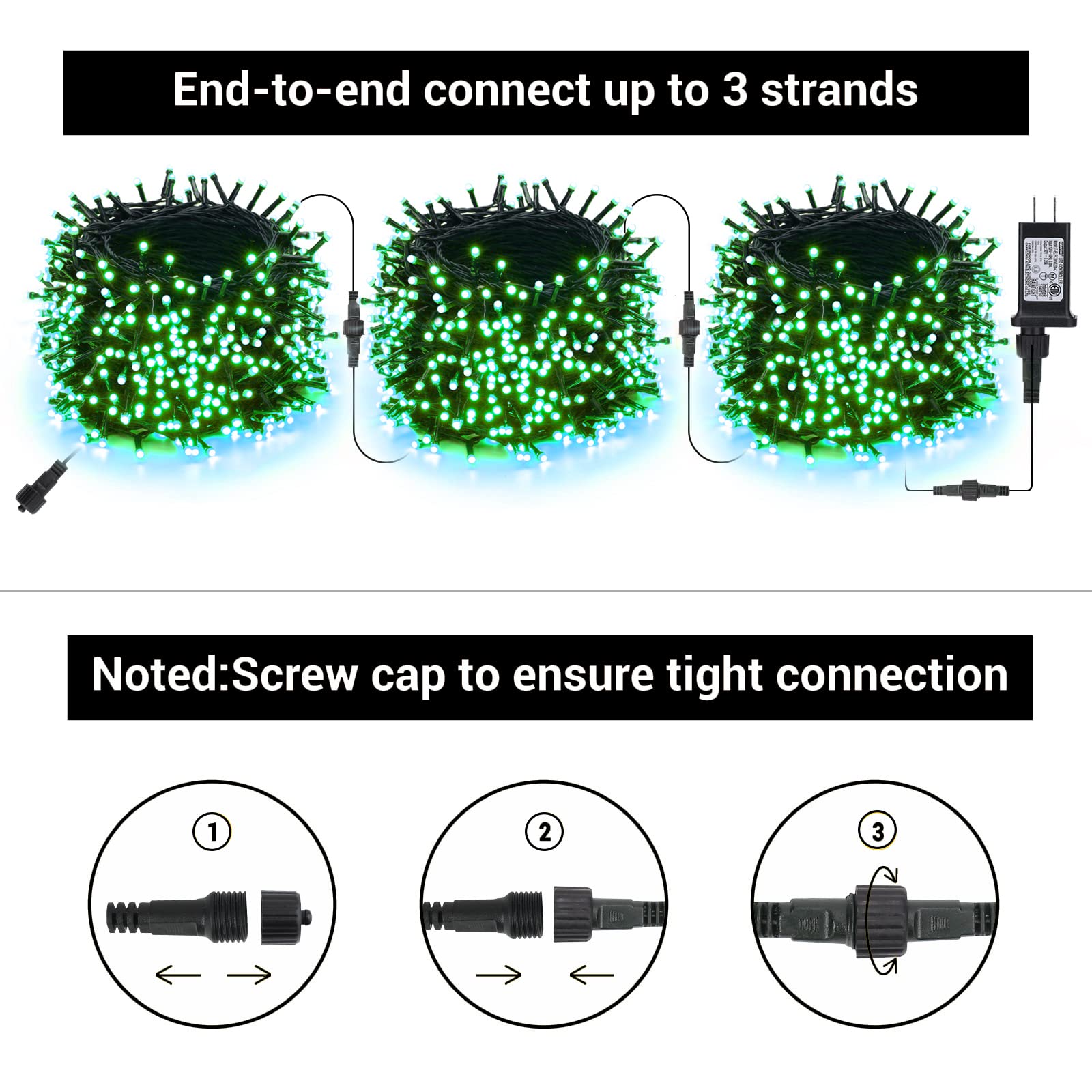 114ft Christmas String Lights Outdoor, 300 LED Christmas Ligths Connectable with Timer, 8 Modes Christmas Tree Lights Fairy Twinkle Lights for Garden, Wedding, Indoor Outdoor Xmas Decorations (Green)