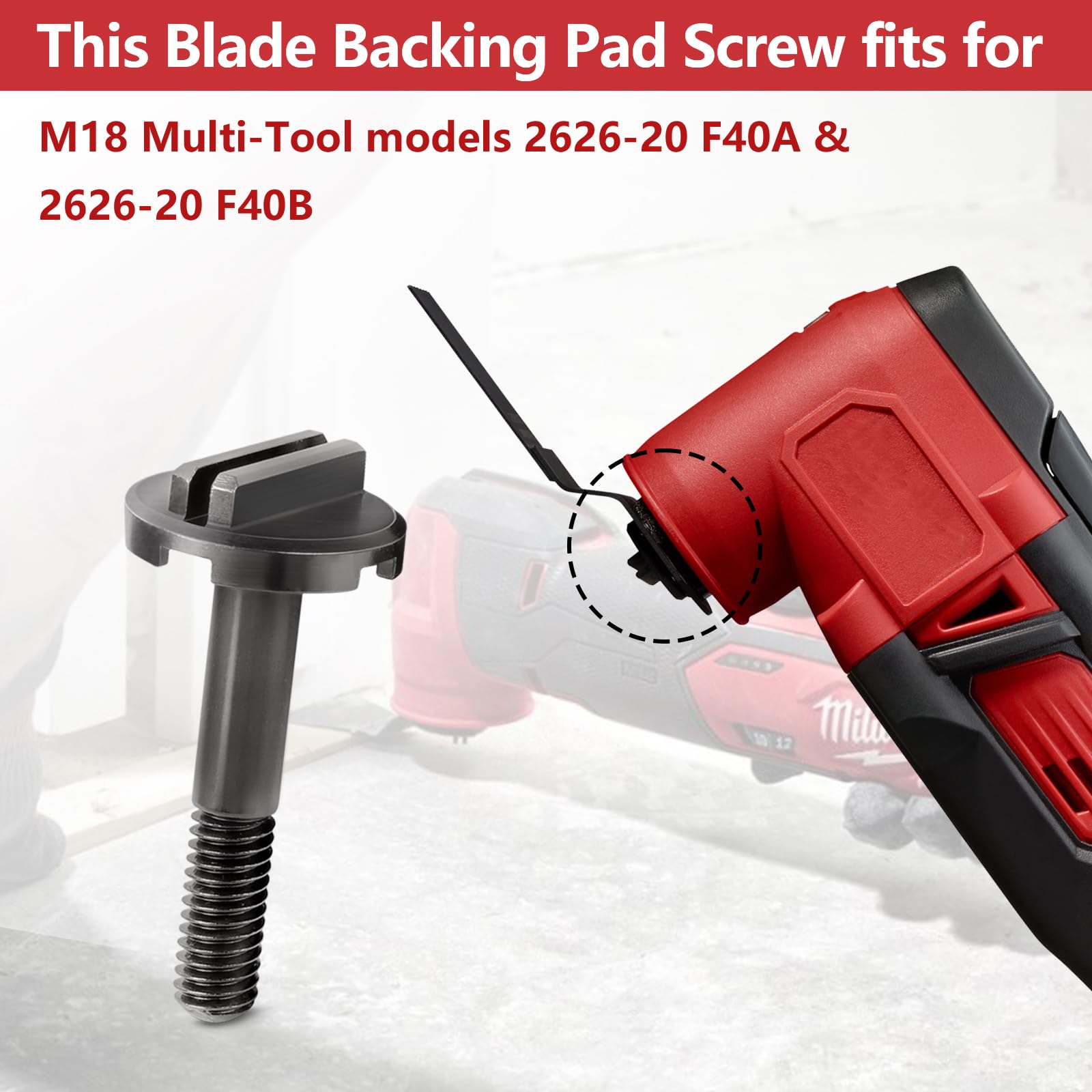 06-75-0025 Blade Backing Pad Screw Replacement for Milwaukee 2626-20 M18 Multi-Tool, Pad Screw Overall Length 40mm, Head 0.742" Diameter, 7mm Height - (2 Pack)